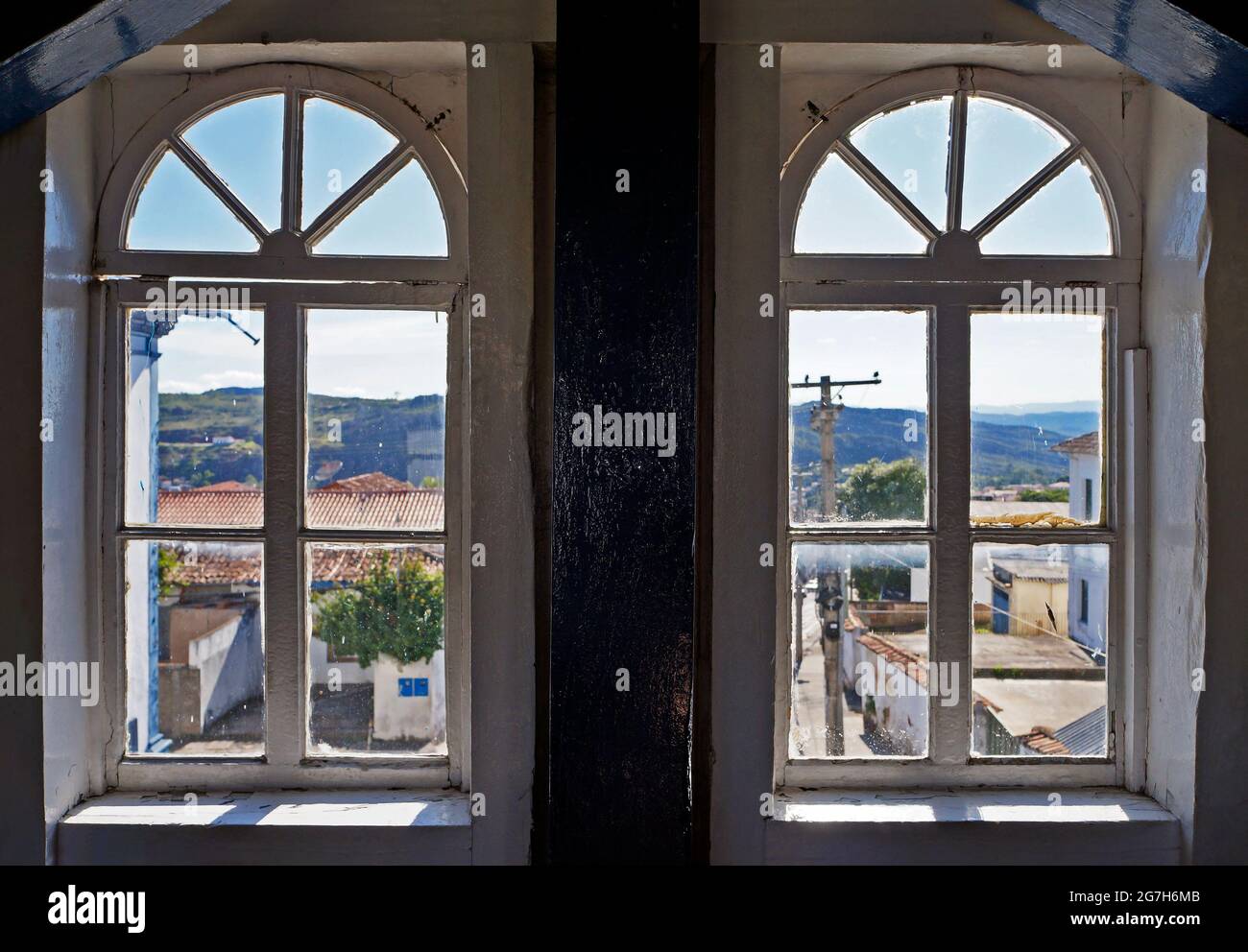 Windows with view of Diamantina, historical city in Brazil Stock Photo ...