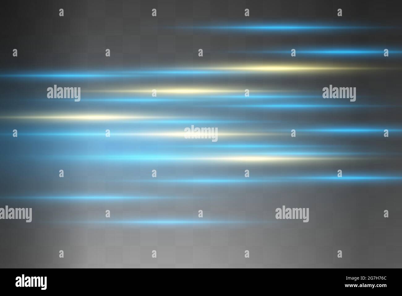 Blue horizontal lens flares pack. Laser beams, horizontal light rays ...