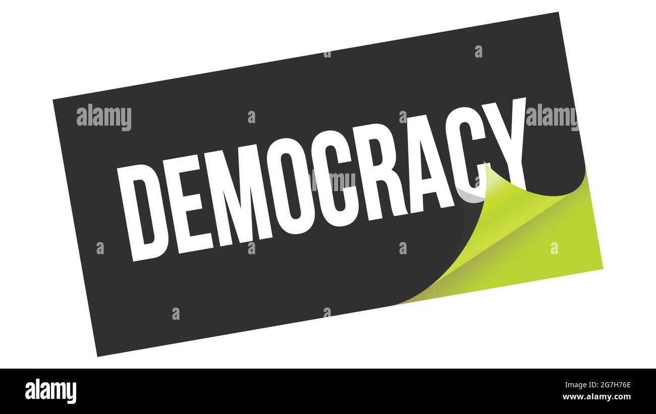 DEMOCRACY text written on black green sticker stamp Stock Photo - Alamy
