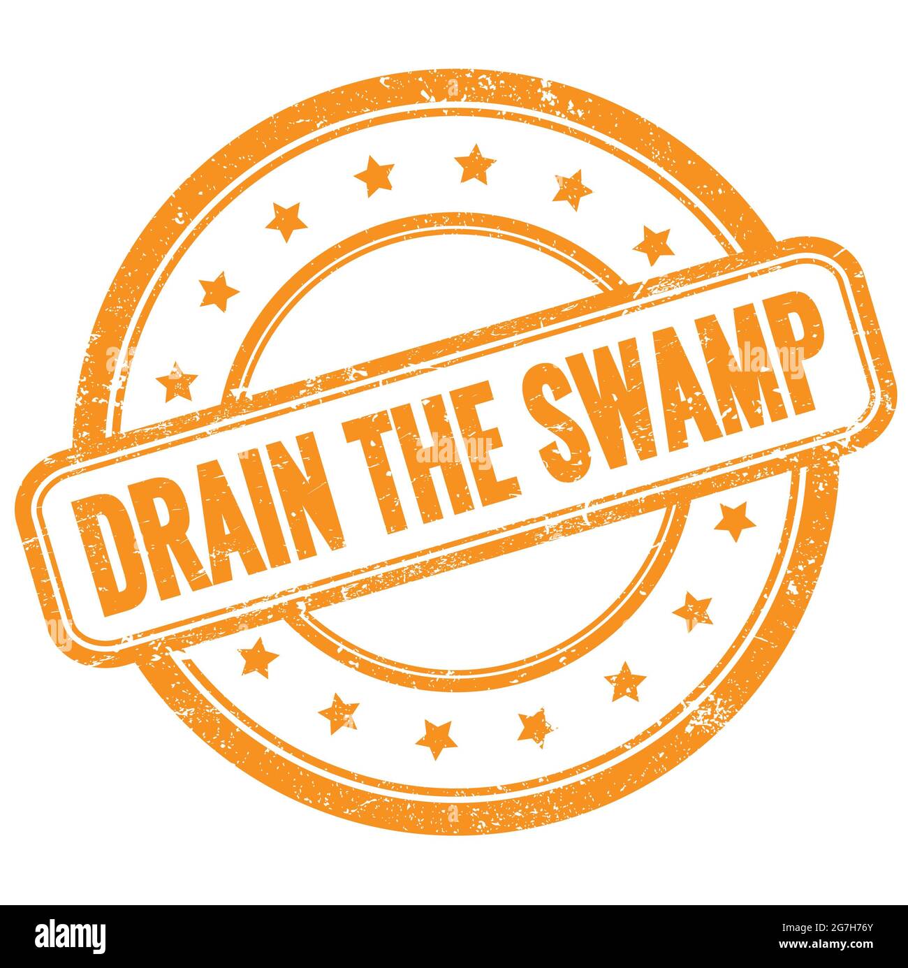 DRAIN THE SWAMP text on orange vintage grungy round rubber stamp Stock ...