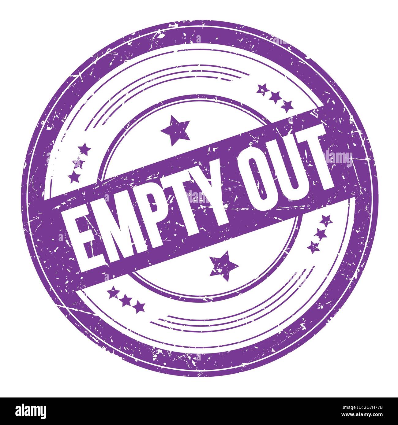 EMPTY OUT text on violet indigo round grungy texture stamp Stock Photo ...