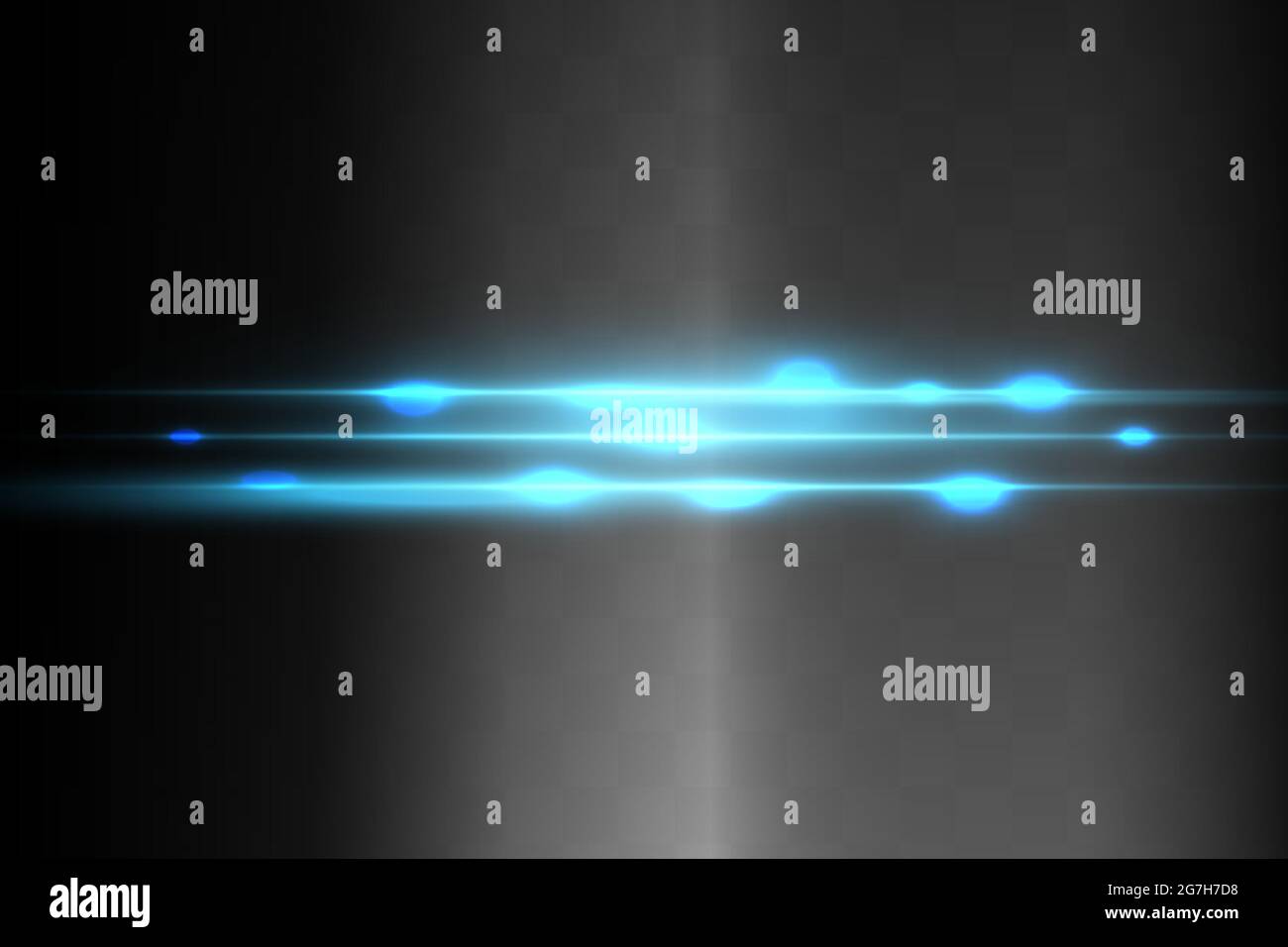 Blue horizontal lens flares pack. Laser beams, horizontal light rays ...