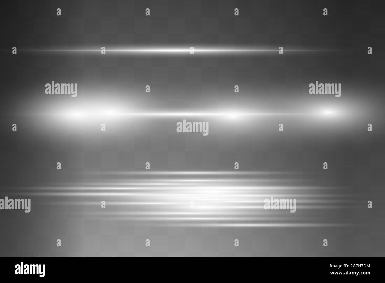 White horizontal lens flares pack. Laser beams, horizontal light rays ...