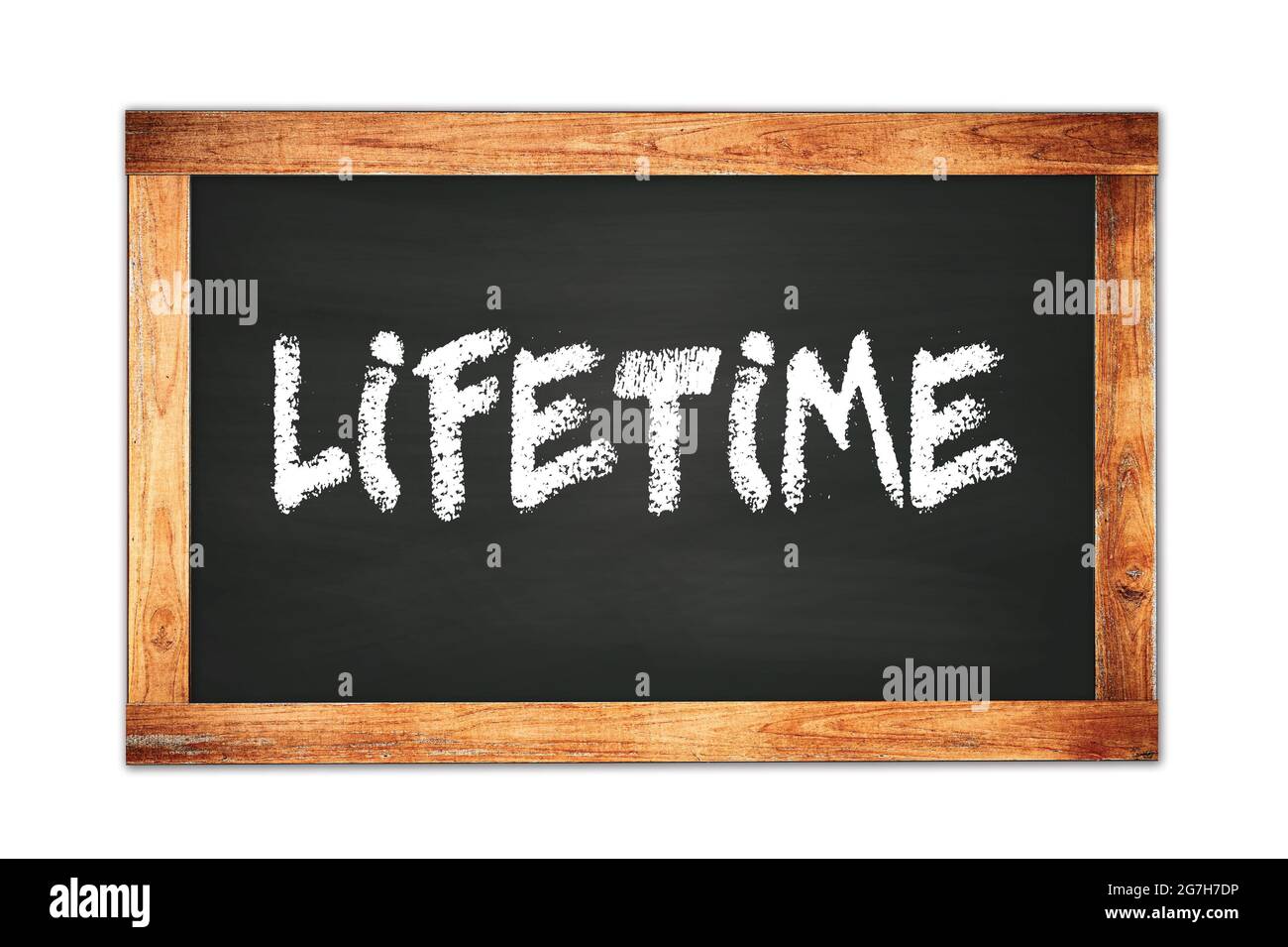 LIFETIME text written on black wooden frame school blackboard Stock ...
