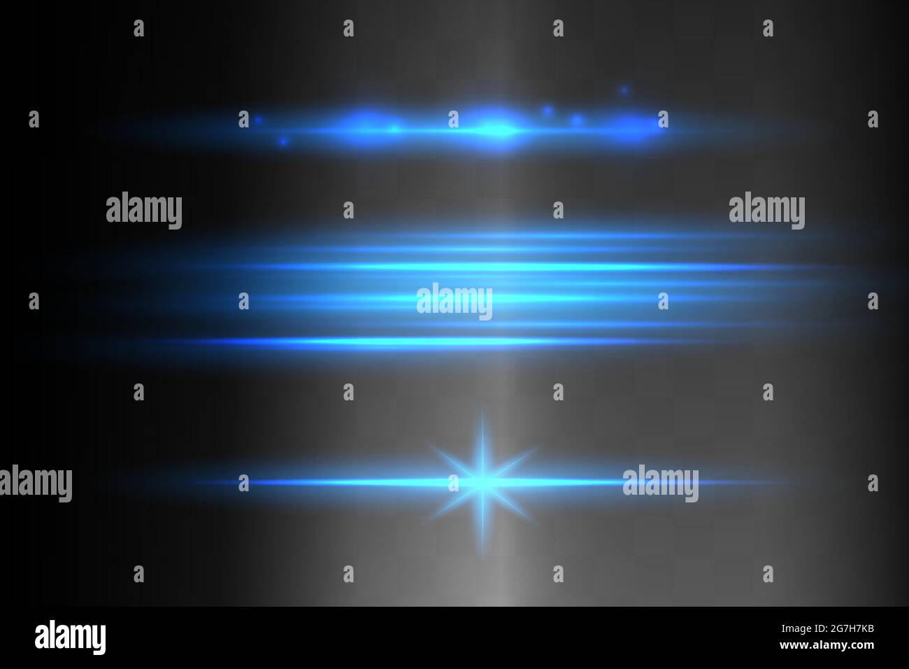 Blue horizontal lens flares pack. Laser beams, horizontal light rays ...