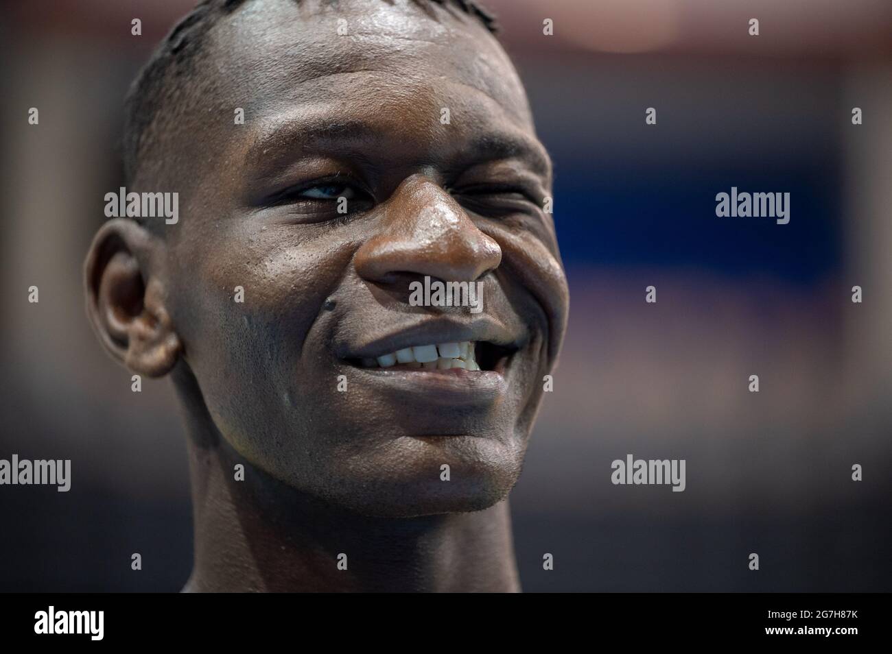 Trier, Germany. 14th July, 2021. National basketball player Isaac Bonga ...