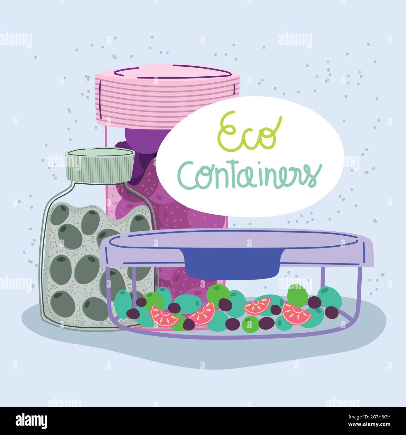 eco containers with food Stock Vector Image & Art - Alamy