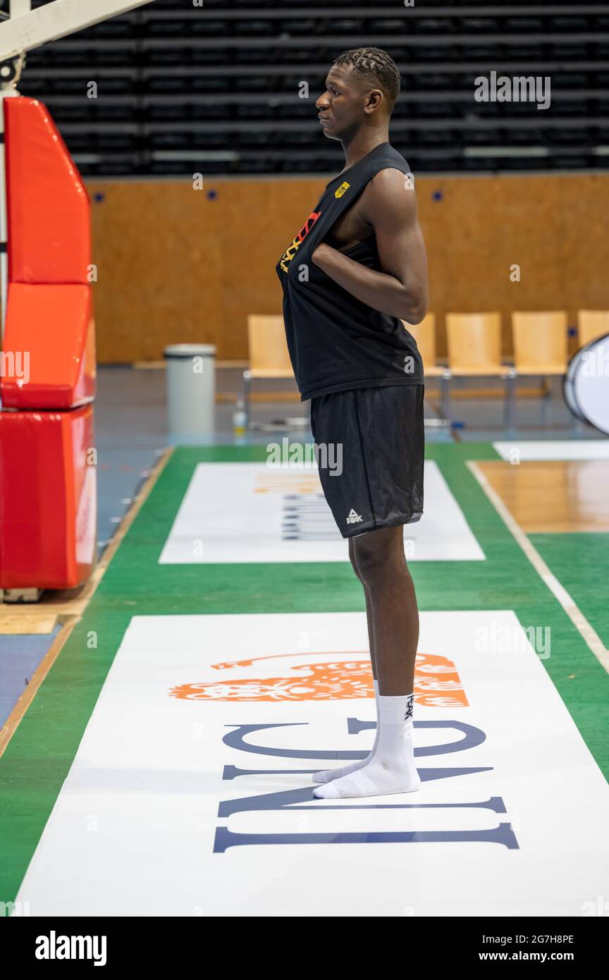 Trier, Germany. 14th July, 2021. National basketball player Isaac Bonga ...