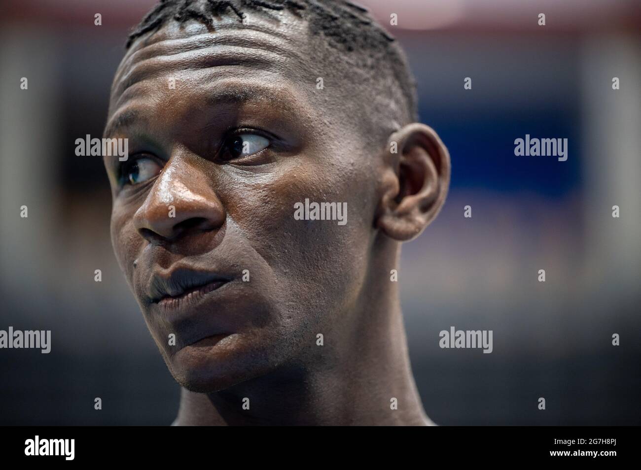 Trier, Germany. 14th July, 2021. National basketball player Isaac Bonga ...