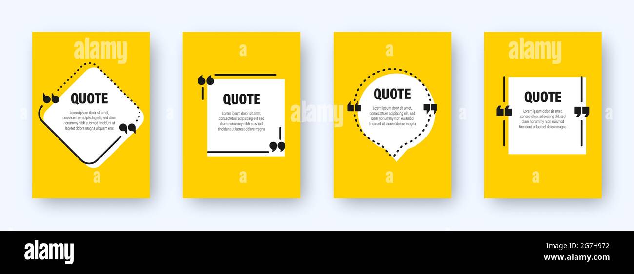 Set of modern yellow banners with quote frames. Speech bubbles with ...
