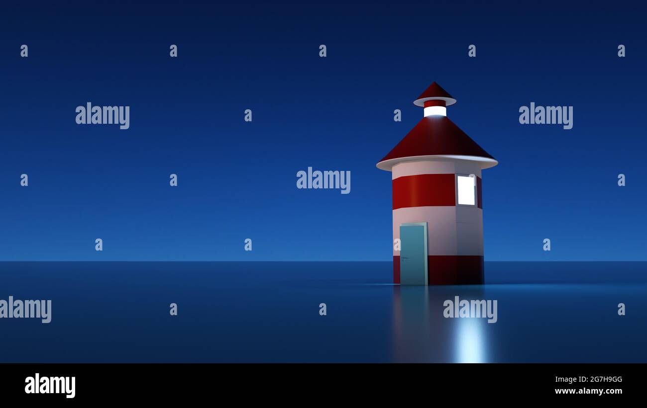 3d illustration, lighthouse layout on a dark background. Lighthouse ...