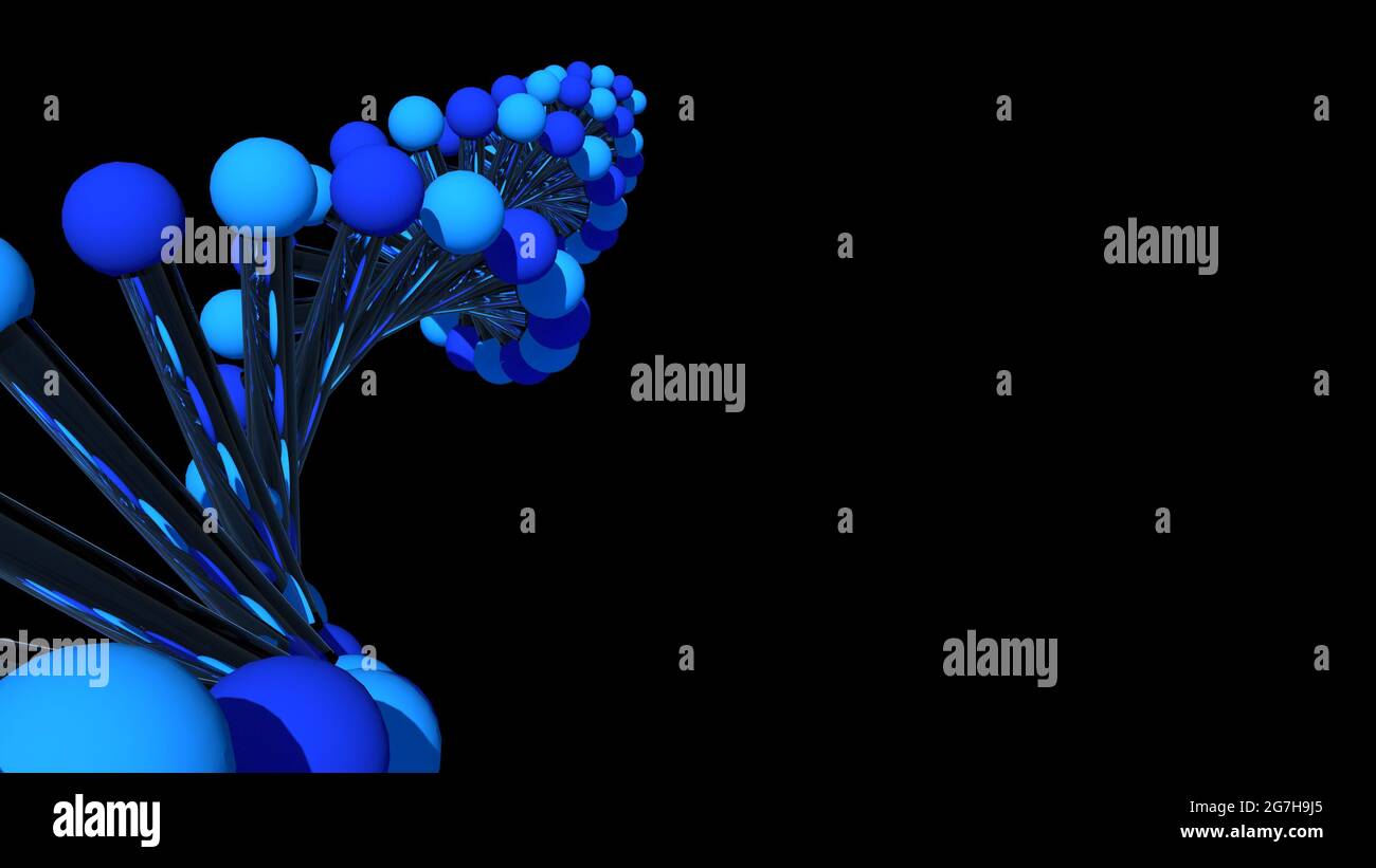 3d illustration, molecule chain, dna model. Genetic model, atoms are ...