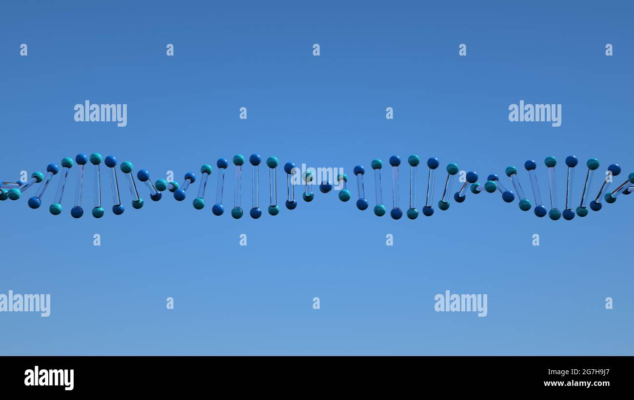 3d illustration, molecular chain, dna genetics, cell structure. 3d ...