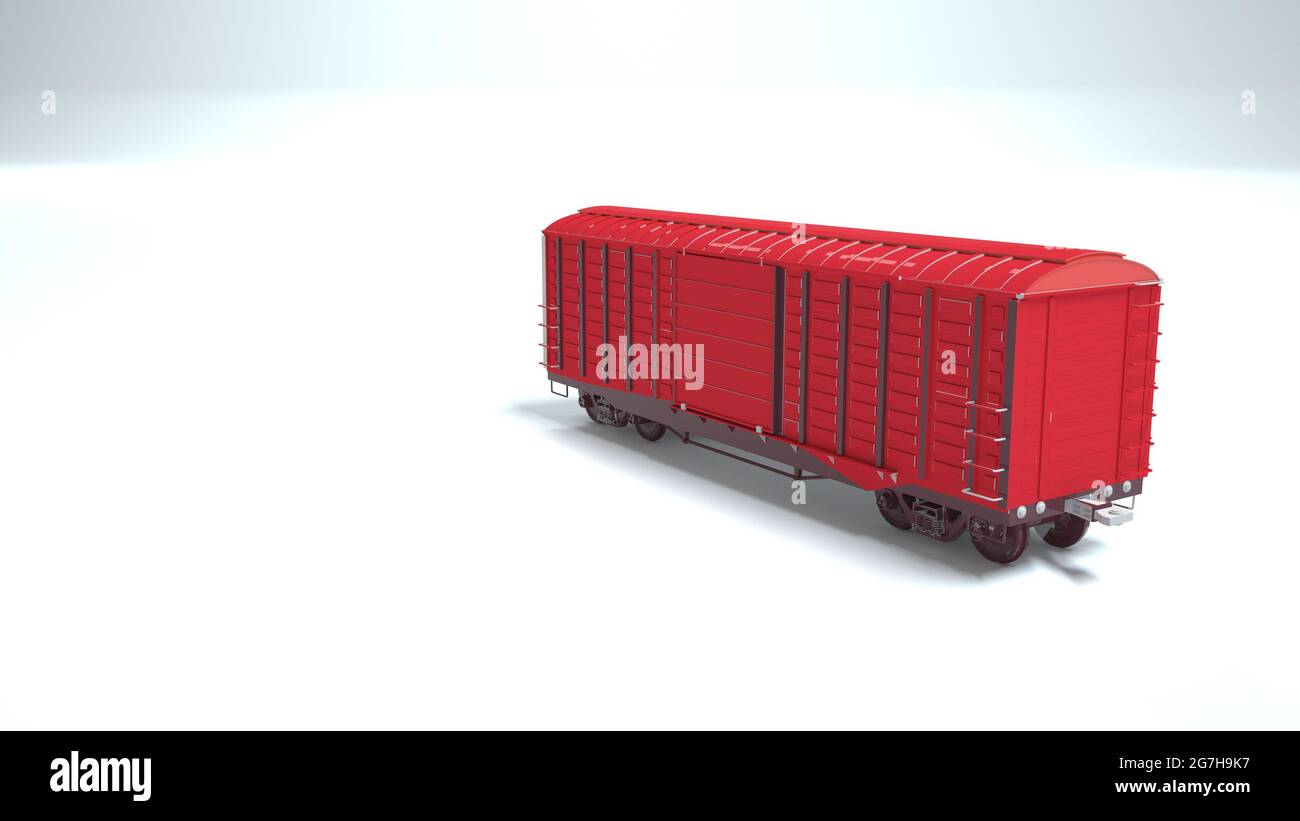 3d image of a red railway carriage. Graphic design element isolated on ...