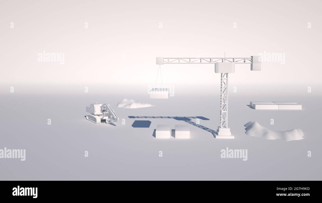 3d illustration of a layout of a construction site, a construction ...
