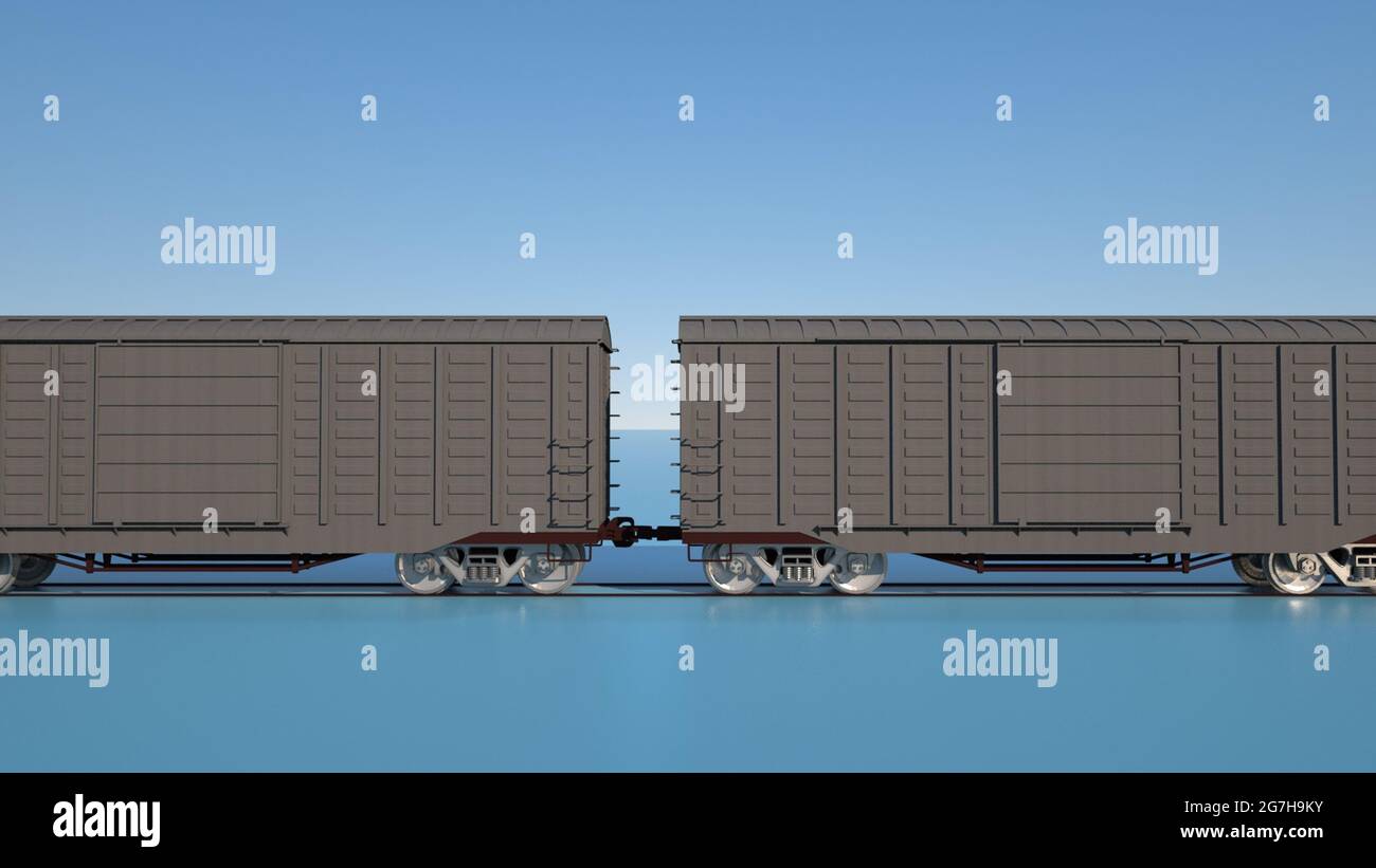3d illustration railway freight cars. Logistics, cargo transportation ...