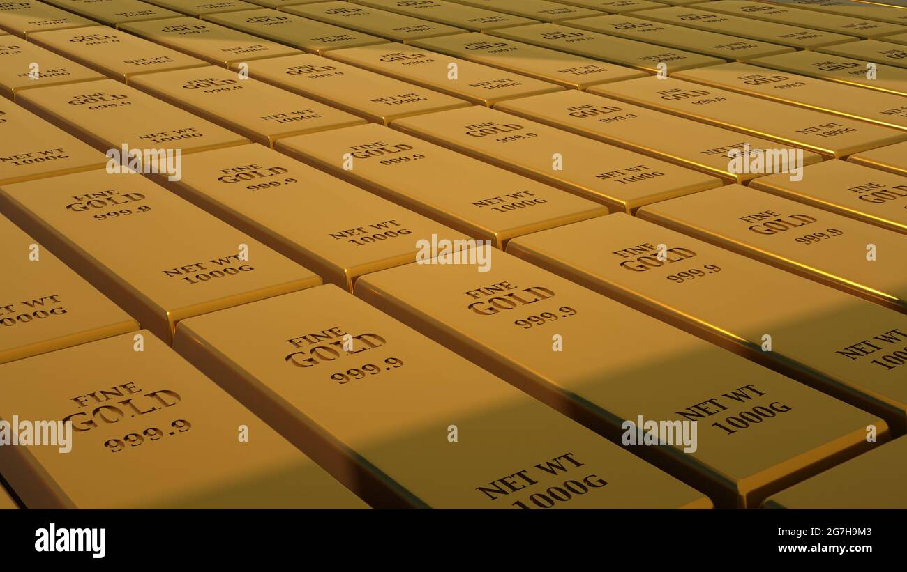 Gold bar 1000 grams of the highest standard, 3d illustration. Bars of ...