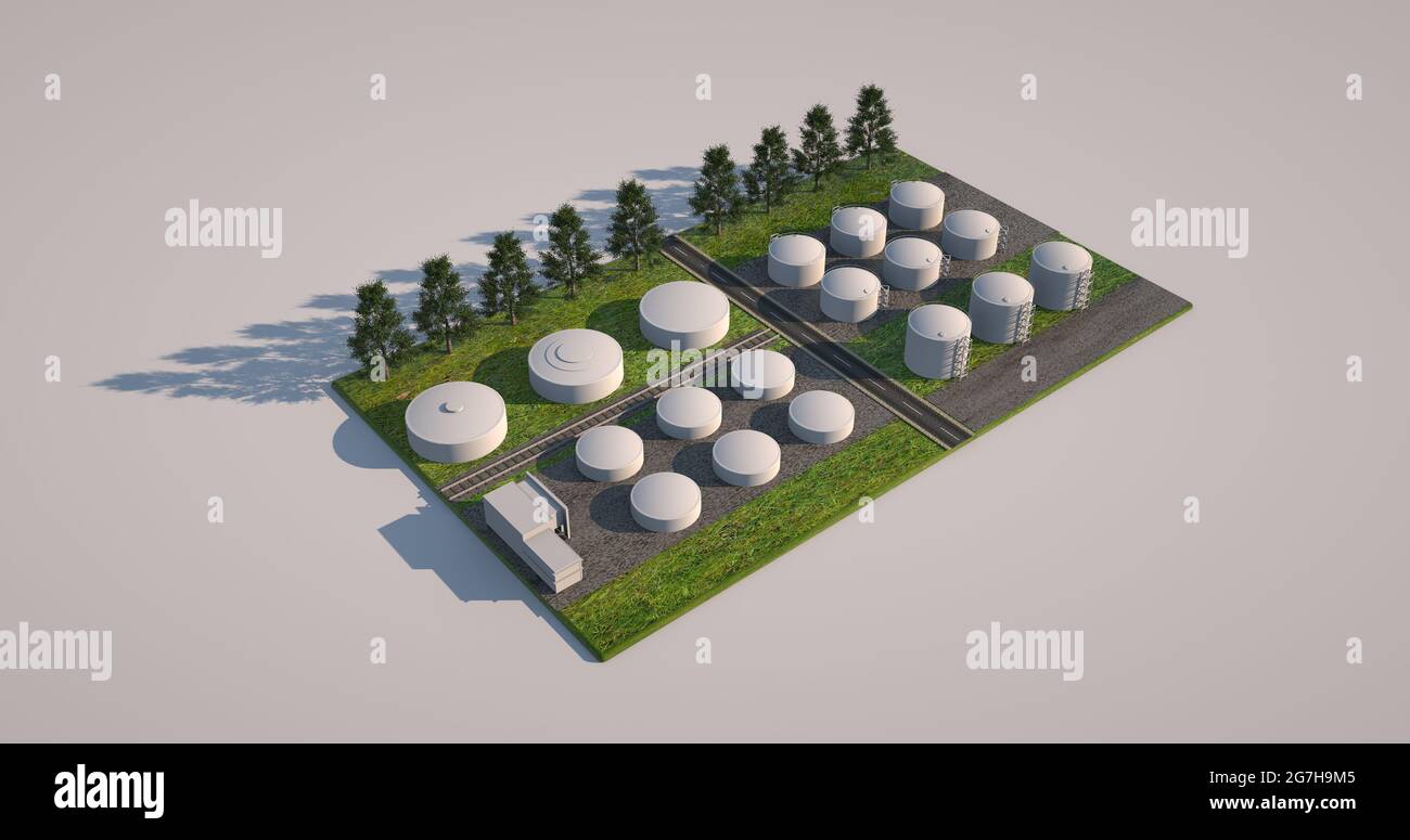 3d mock-up of a factory and factory site isolated on a white background ...