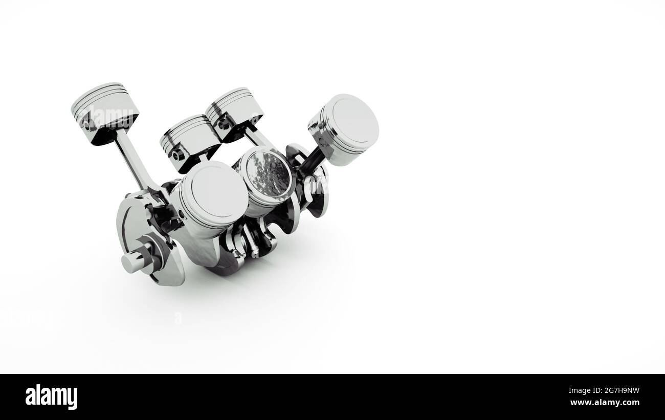 3d illustration, engineering metal piston with a ring. Technological ...