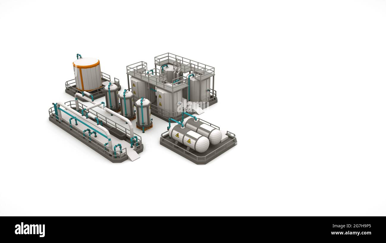 Layout of the factory area, production facilities and storage. 3d ...
