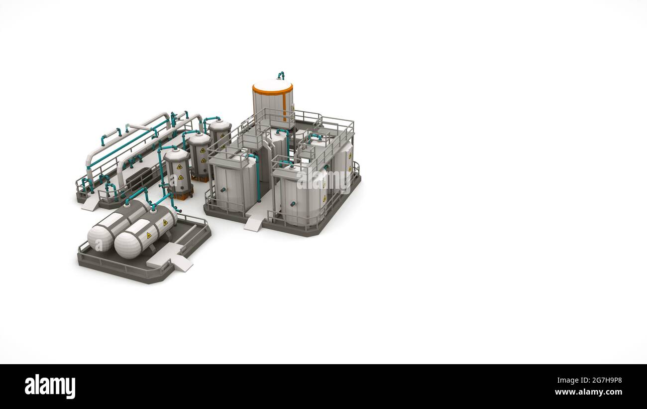 3d objects of factory production facilities, design elements isolated ...