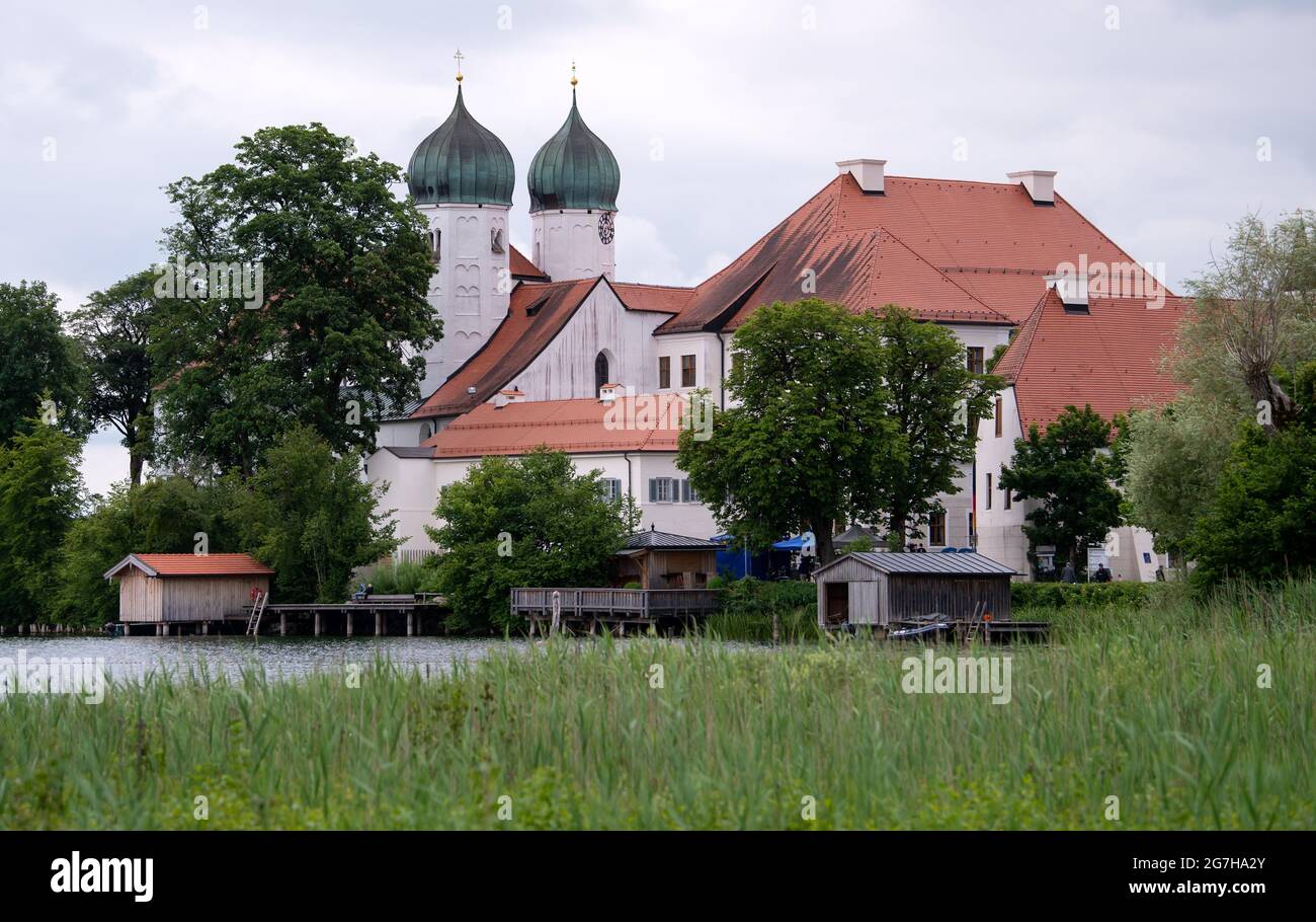 Seeon, Germany. 14th July, 2021. The monastery Seeon can be seen during ...