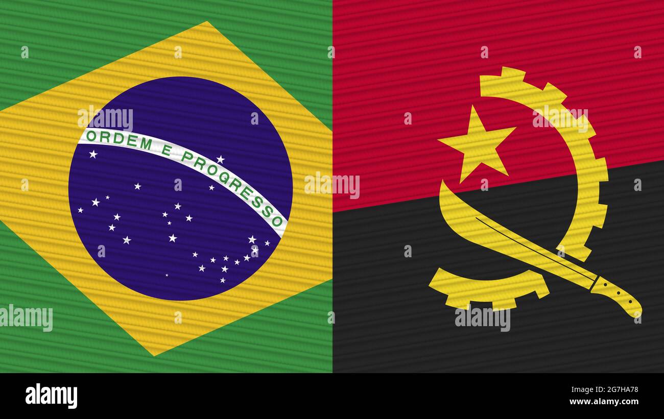 Angola and Brazil Two Half Flags Together Fabric Texture Illustration ...