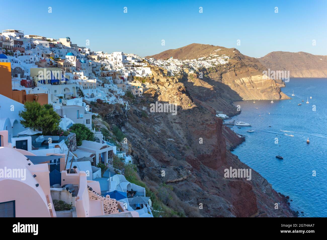 Santorini, Cyclades Islands, Greece. White houses and churches in ...