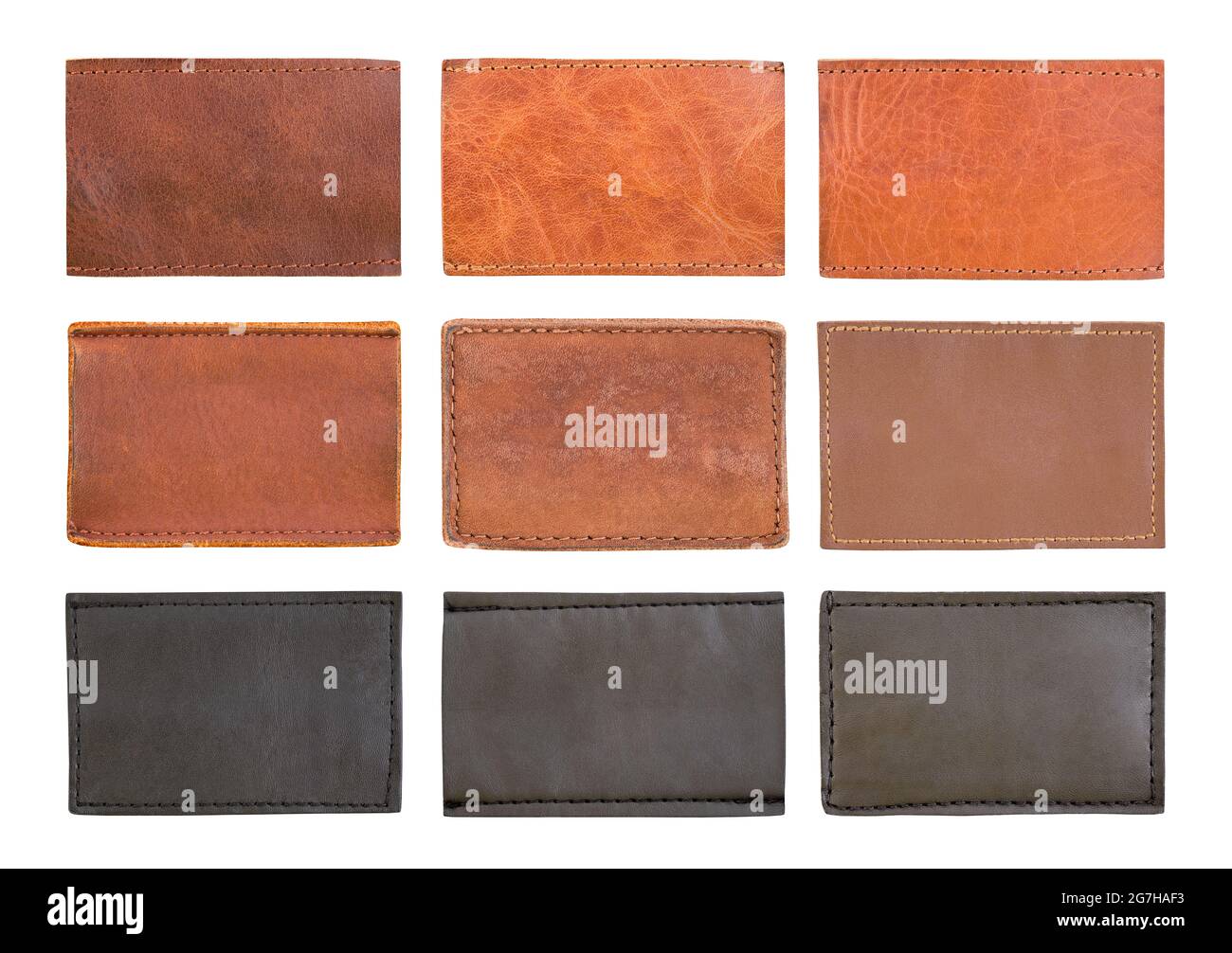 Blank brown leather jeans labels isolated on white background Stock ...