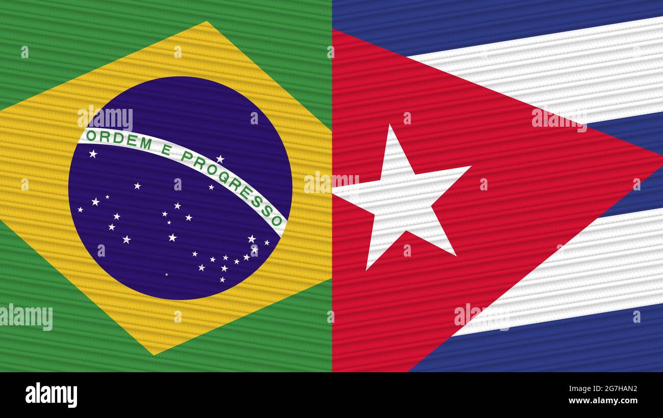 Cuba and Brazil Two Half Flags Together Fabric Texture Illustration ...