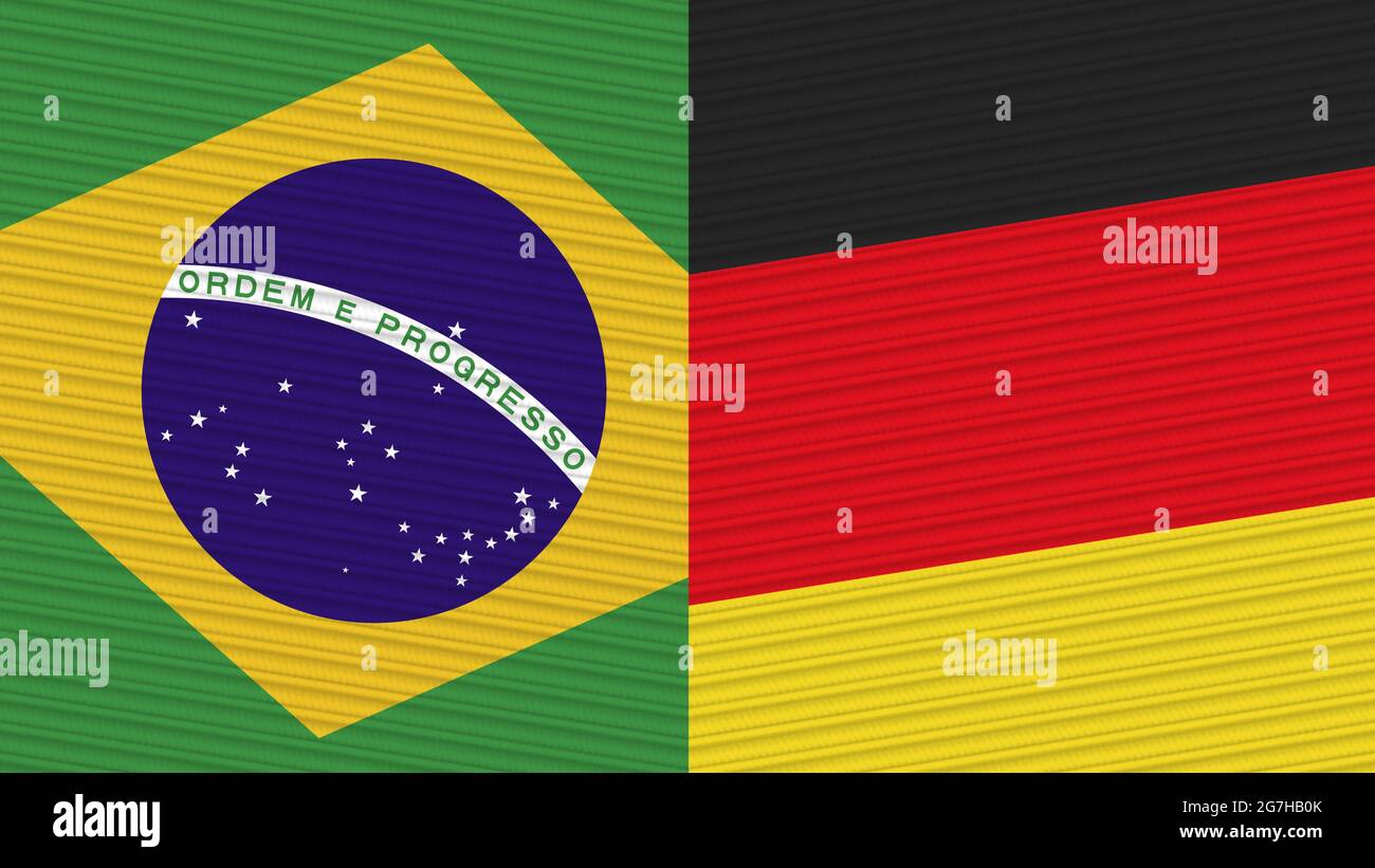 Germany and Brazil Two Half Flags Together Fabric Texture Illustration ...
