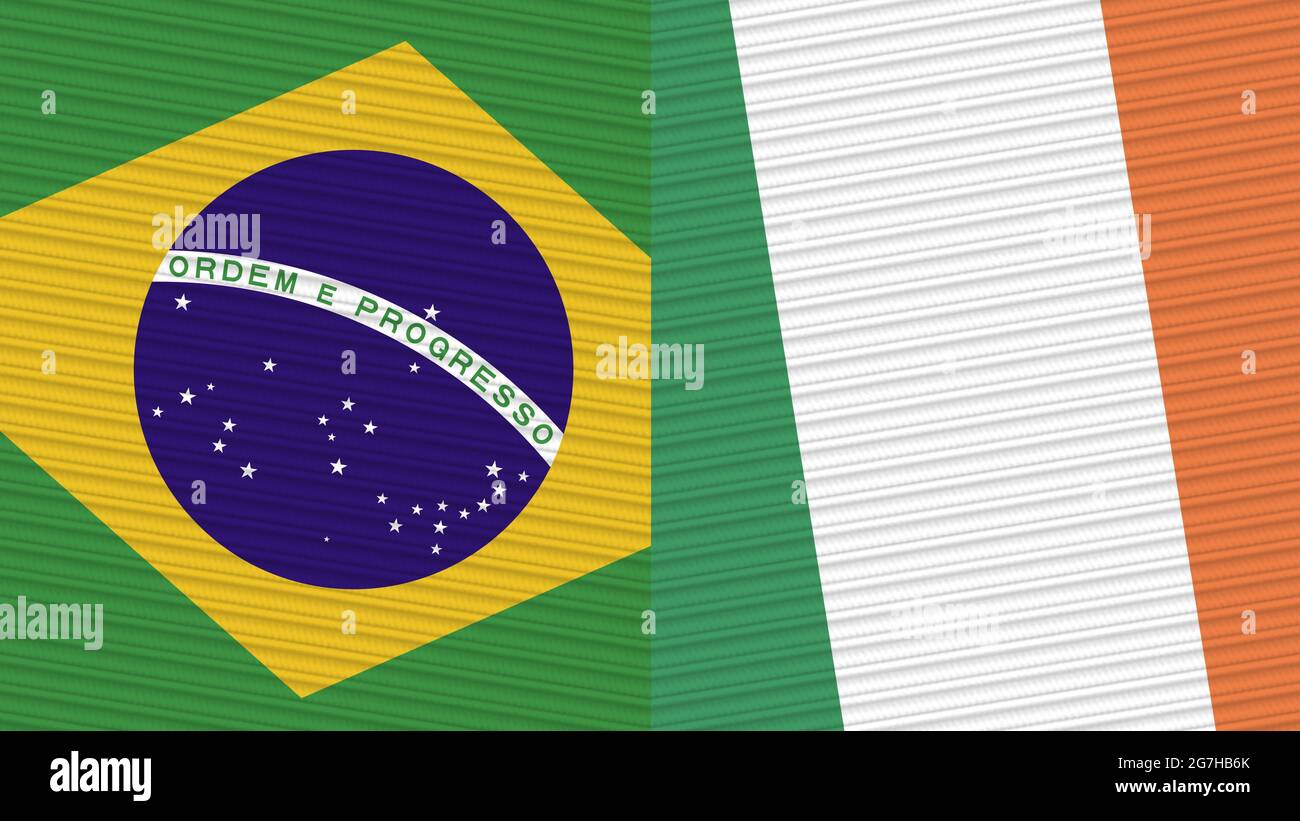 Ireland and Brazil Two Half Flags Together Fabric Texture Illustration ...