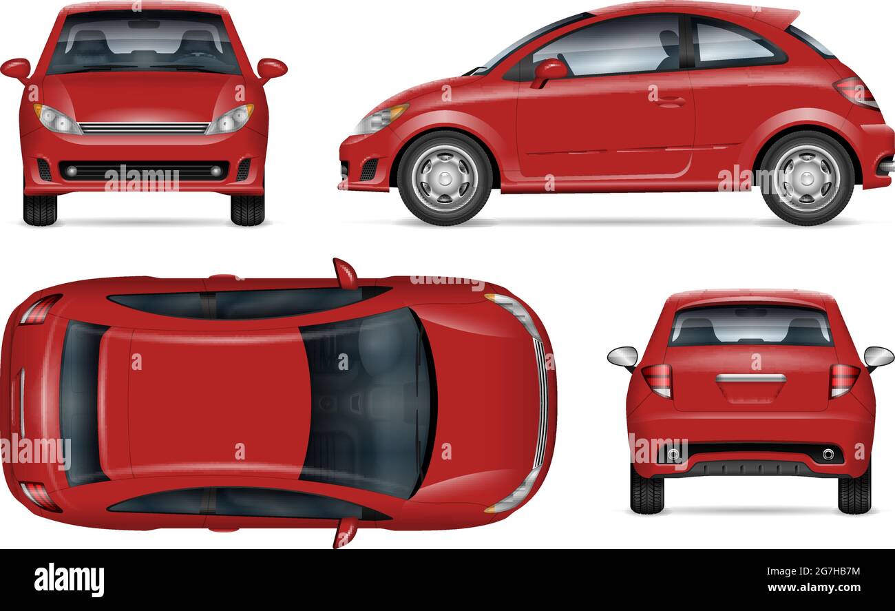 Compact car vector mockup. Isolated template of minicar for vehicle ...