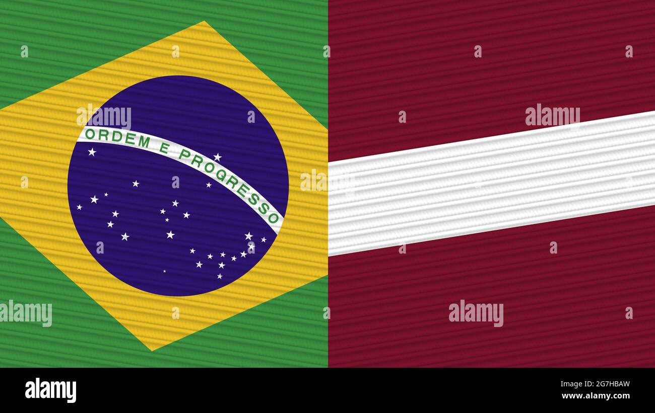 Latvia and Brazil Two Half Flags Together Fabric Texture Illustration ...