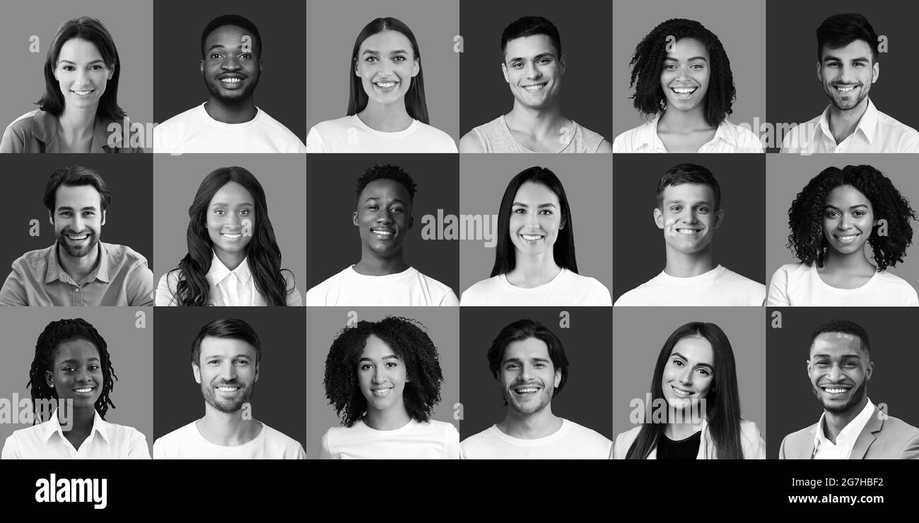 Multiracial happy Black and White Stock Photos & Images - Alamy