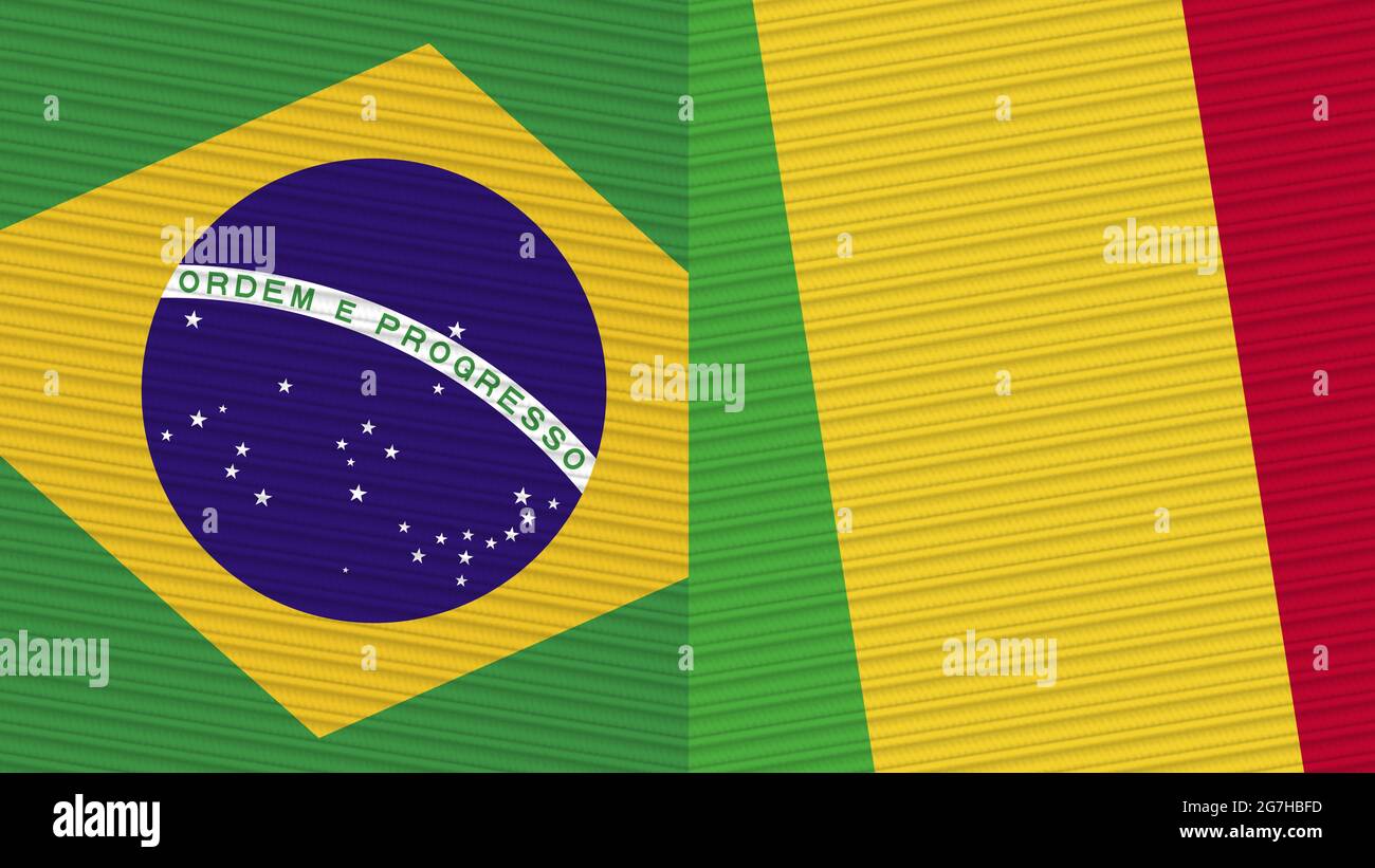 Mali and Brazil Two Half Flags Together Fabric Texture Illustration ...