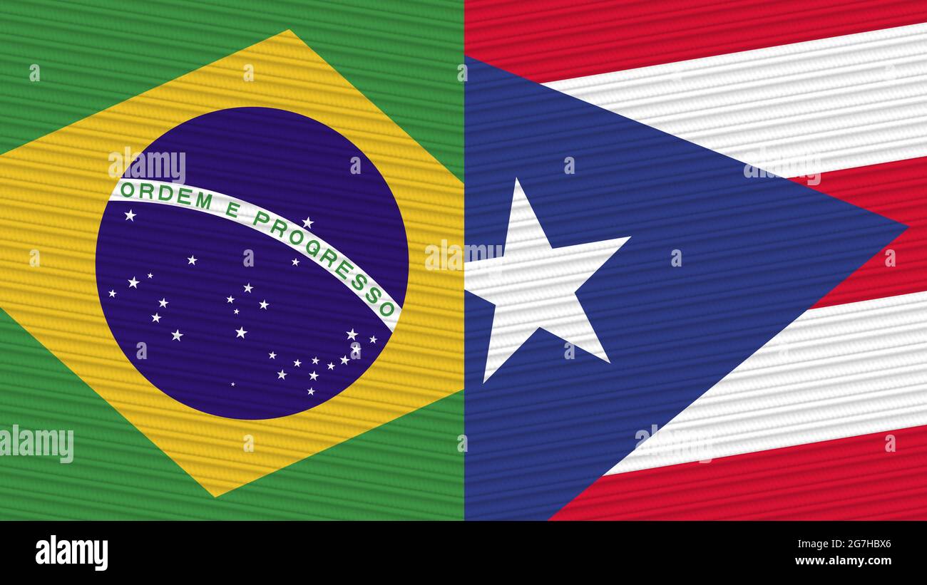 Puerto Rico and Brazil Two Half Flags Together Fabric Texture ...