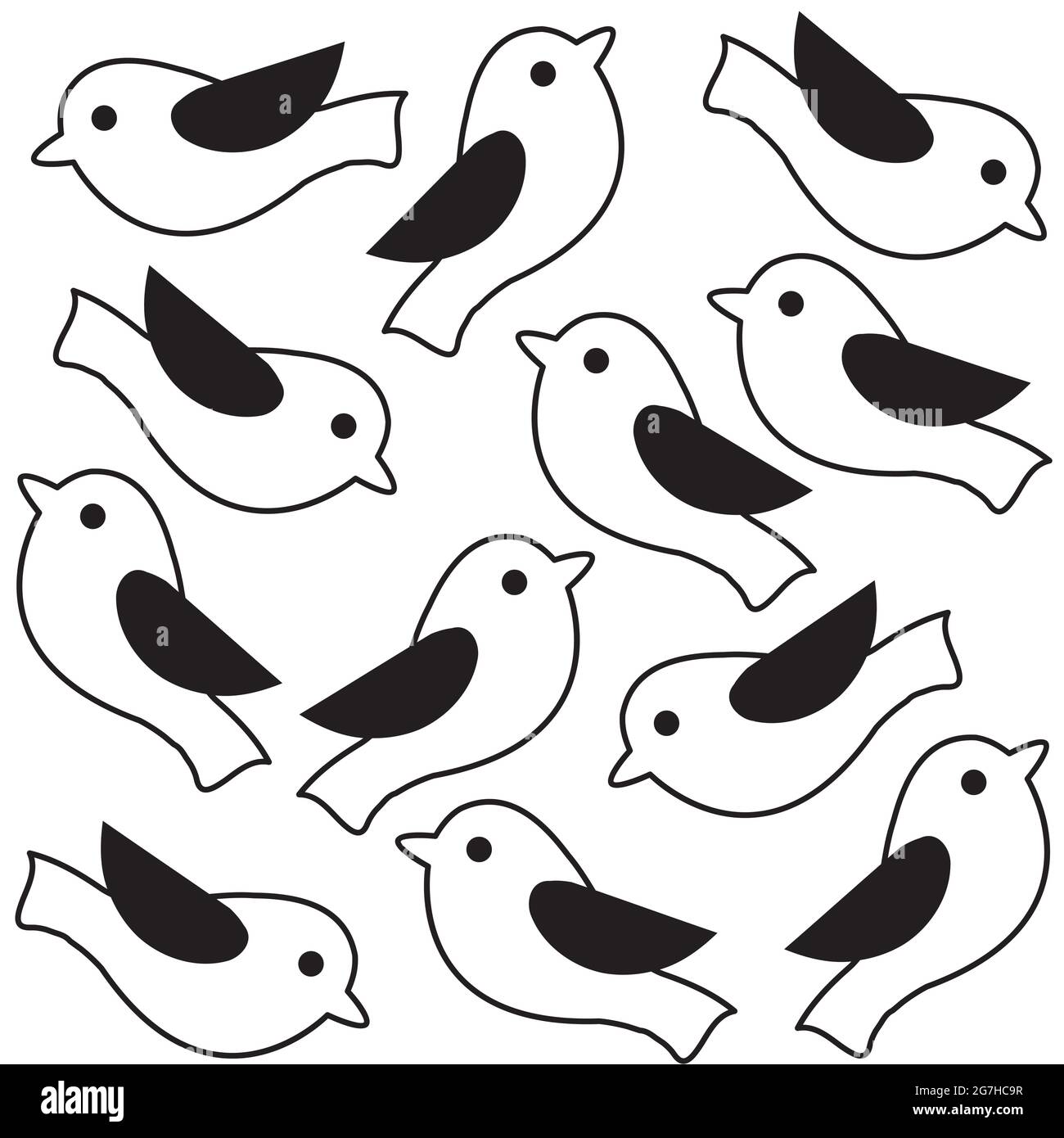 Black And White Cute Bird Clip Art