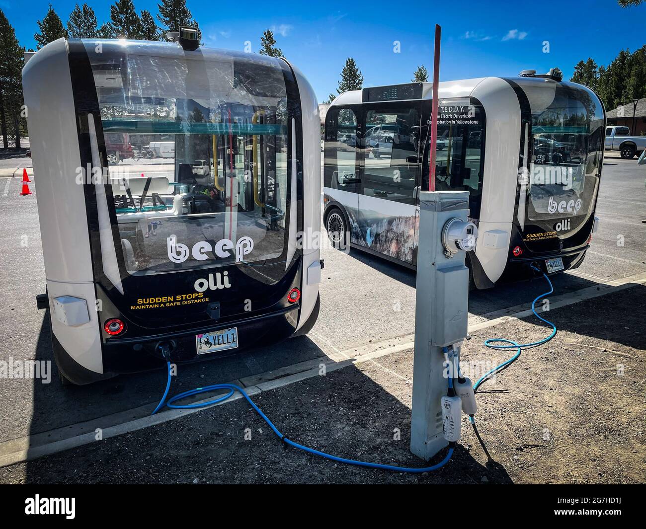 Beep company's electric (EV) driverless TEDDY shuttle bus used to ...