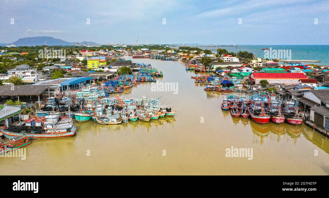 Rayong River and fisherman boats in Rayong, Thailand, south east asia Stock Photo - Alamy