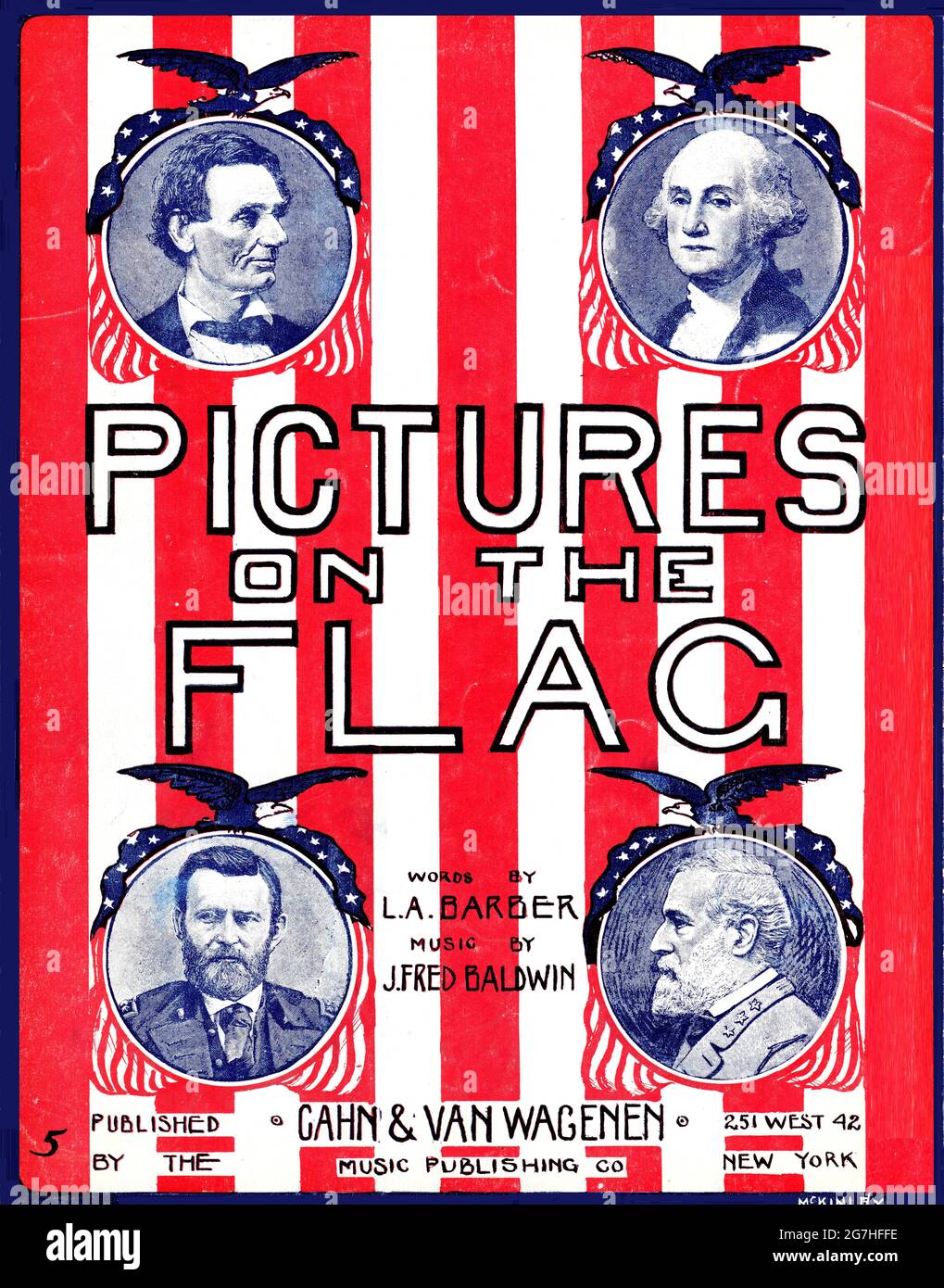 Pictures on the Flag, 1909 sheet music with portraits of George ...