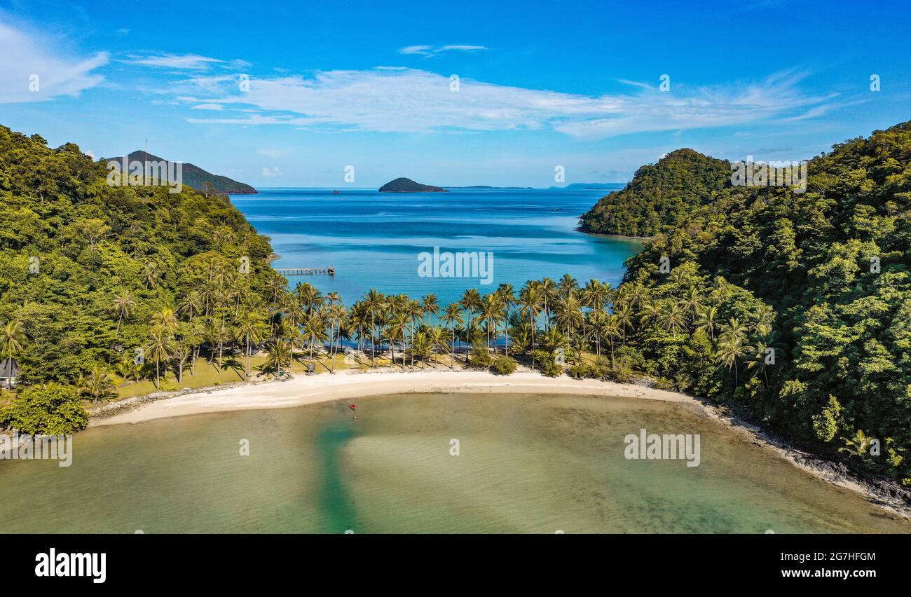 Aerial view of Koh Ngam, in Koh Chang, Trat, thailand, south east asia ...