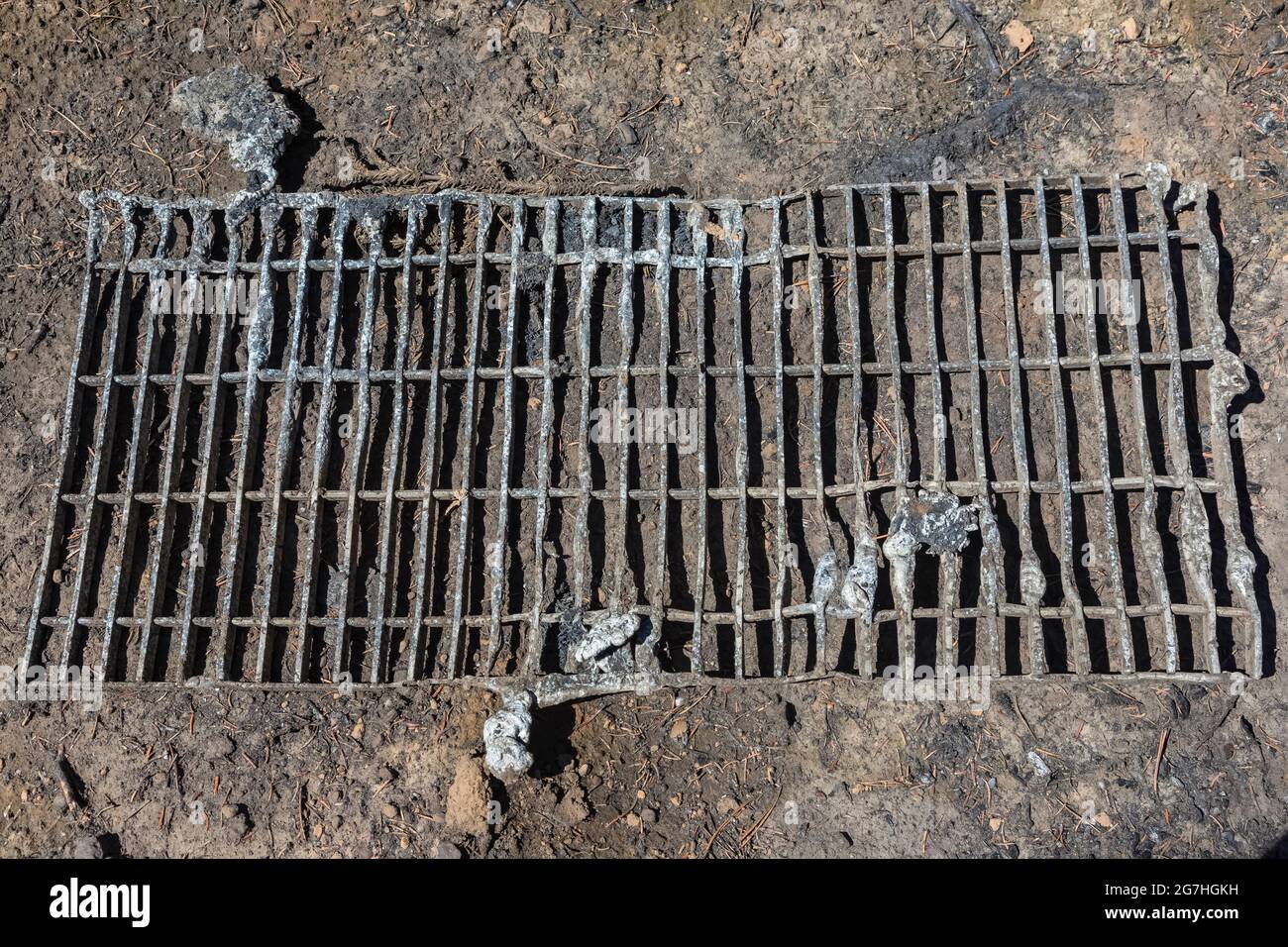 Fire grate burned and deformed in the heat of the 2012 Table Mountain ...