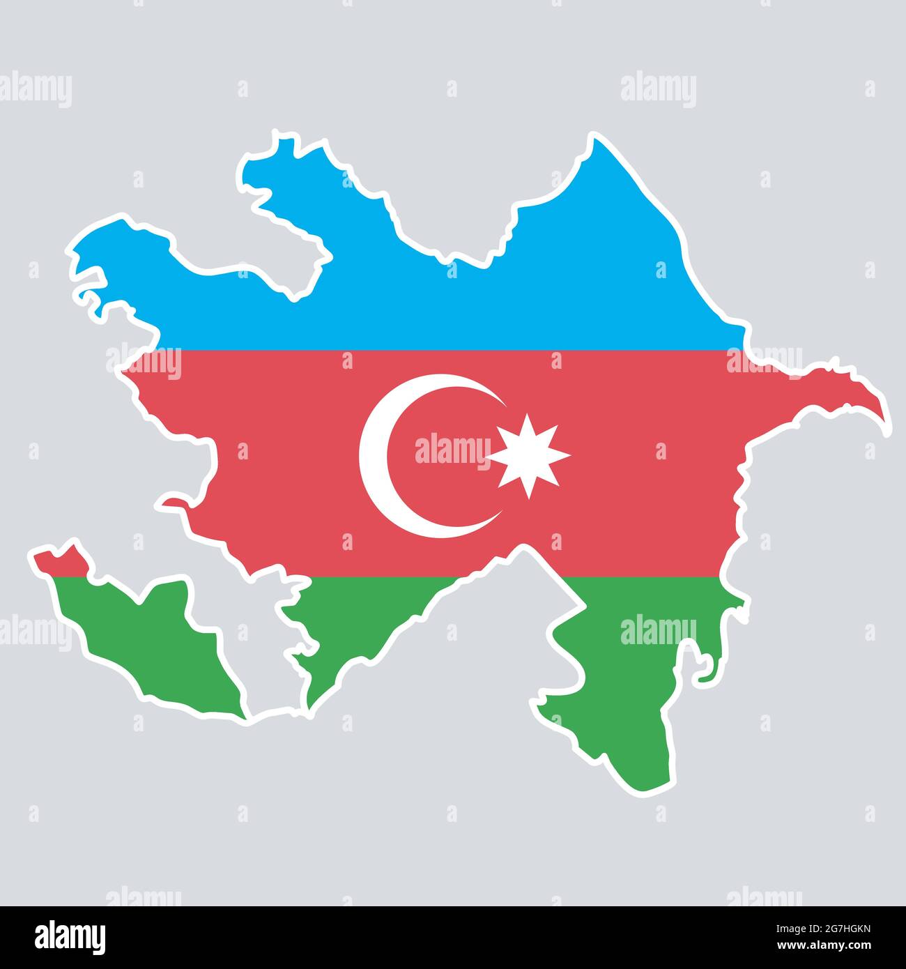 2D Map of Azerbaijan in flag colors isolated vector Stock Vector Image ...