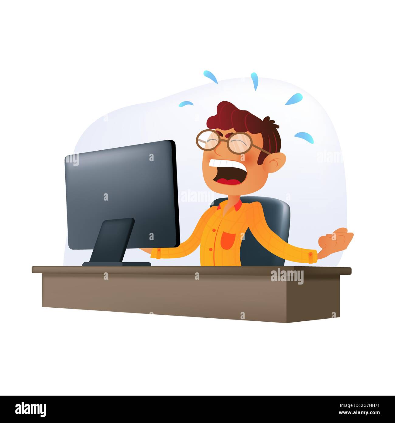 Angry man behind screen hi-res stock photography and images - Alamy