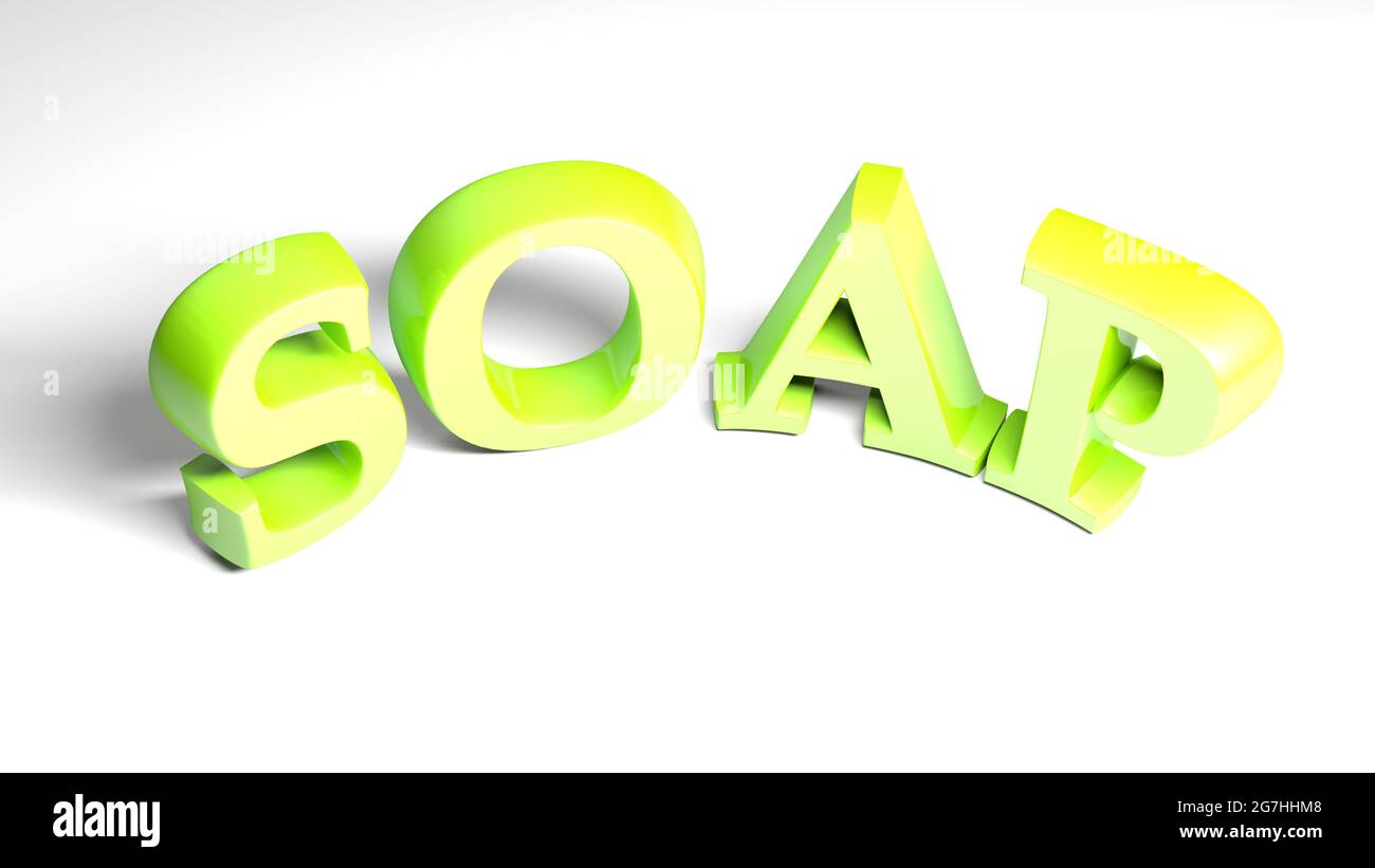SOAP green write isolated on white background - 3D rendering ...