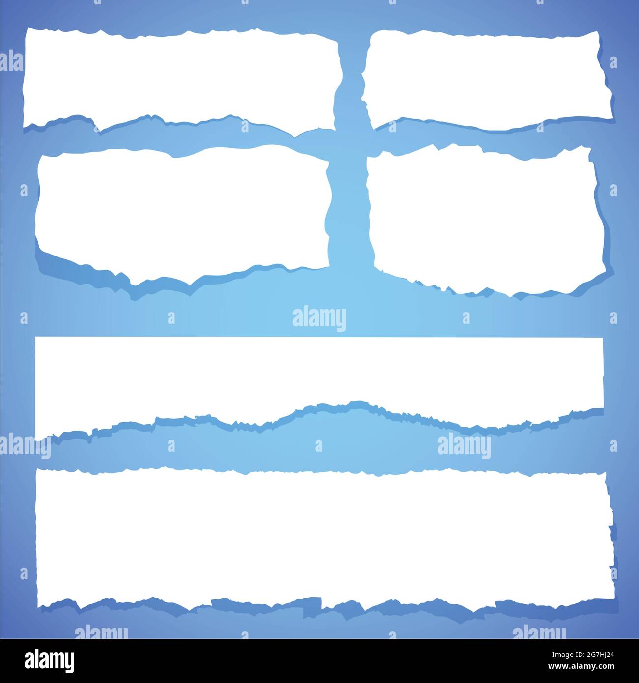 Scrap paper. Torn pieces of white sheet. Flat vector cartoon ...
