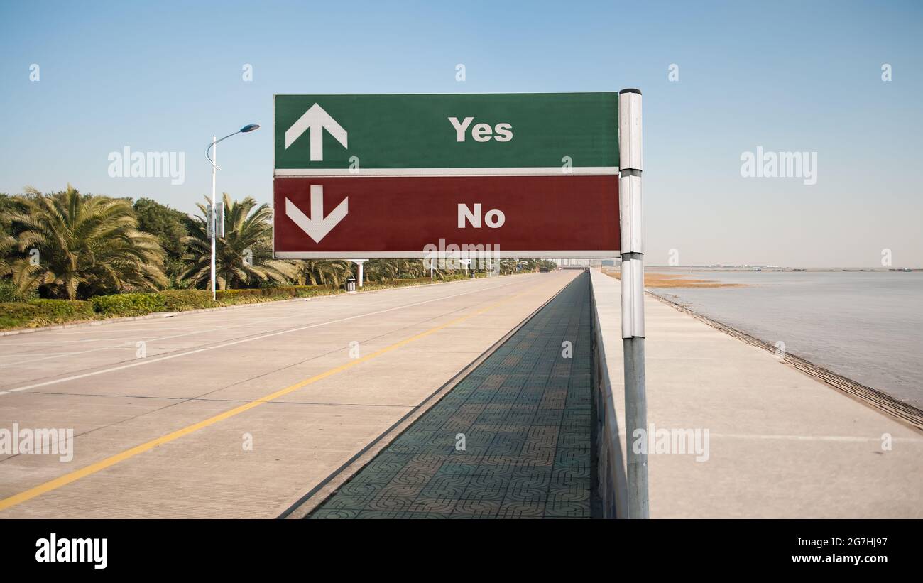 Street Sign the Direction Way to Yes versus No Stock Photo - Alamy