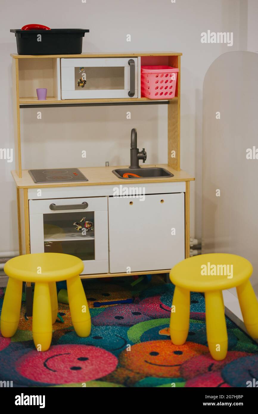 Vertical shot of a mini kitchen in children's playground Stock Photo ...