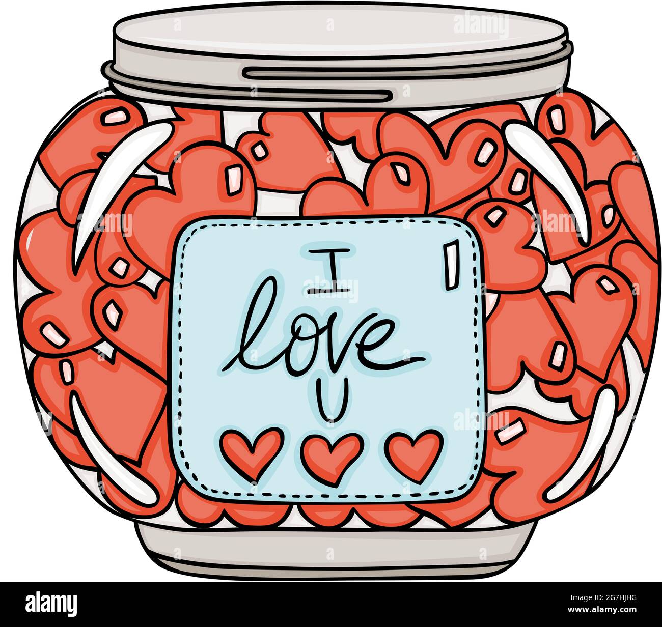 Glass jar filled with red hearts Stock Photo - Alamy